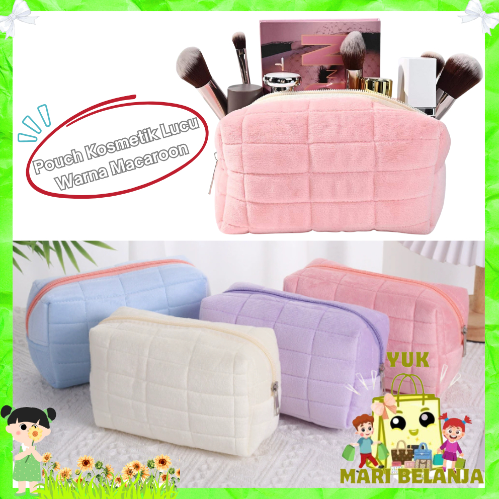 Jual YMB Pouch Kosmetik Lucu Warna Macaroon Kotak Pensil Sleting Velvet ...