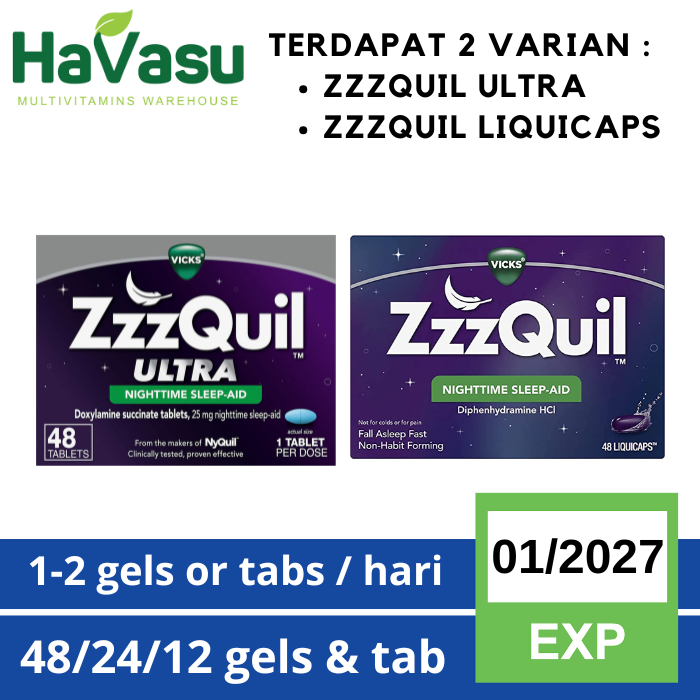 Jual ZzzQuil VICKS USA Nighttime Sleep Aid LiquiCaps Non Habit Forming ...