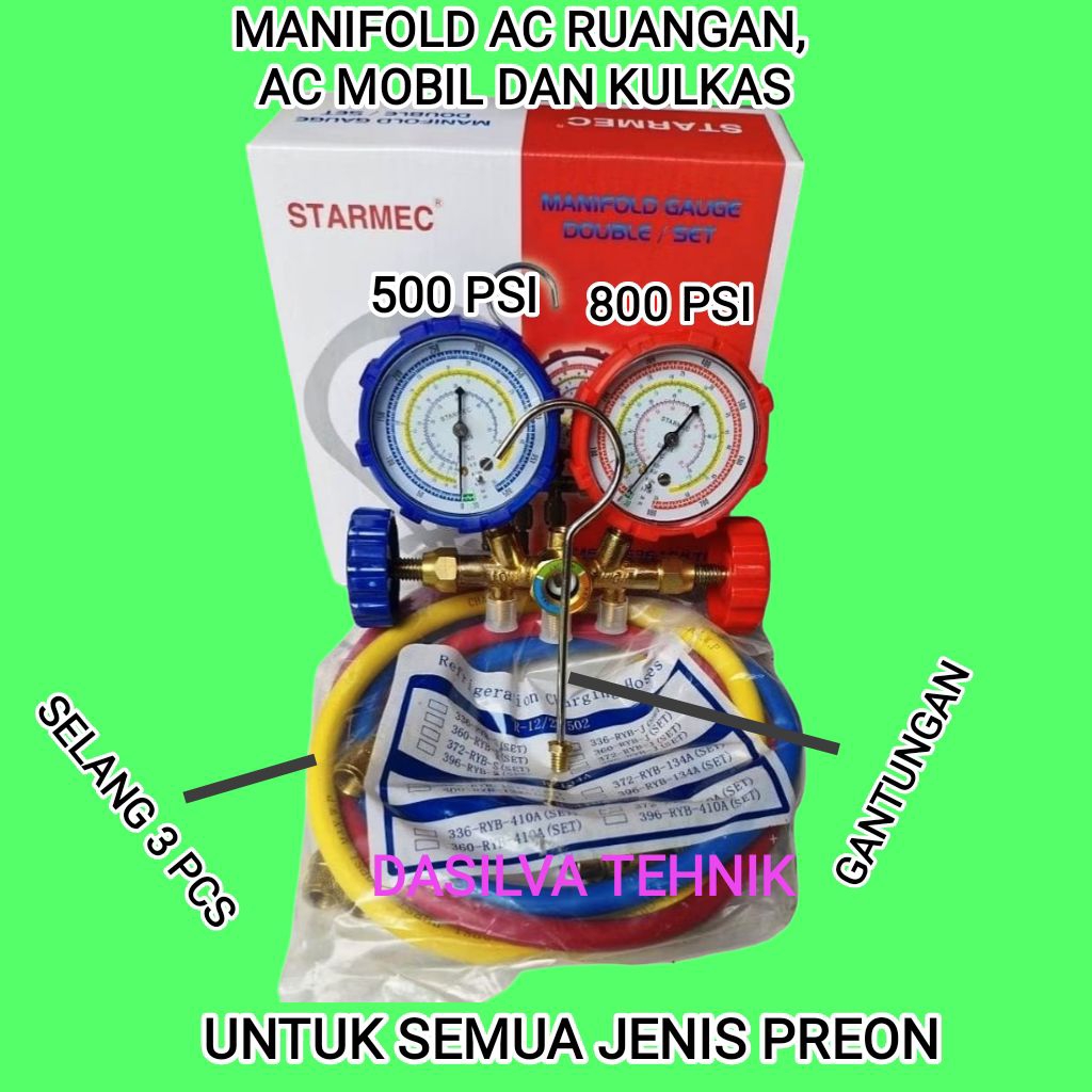 Jual SET MANIFOLD AC MULTI PREON R22 R134A R600 R410A R32 # MANIFOLD AC ...