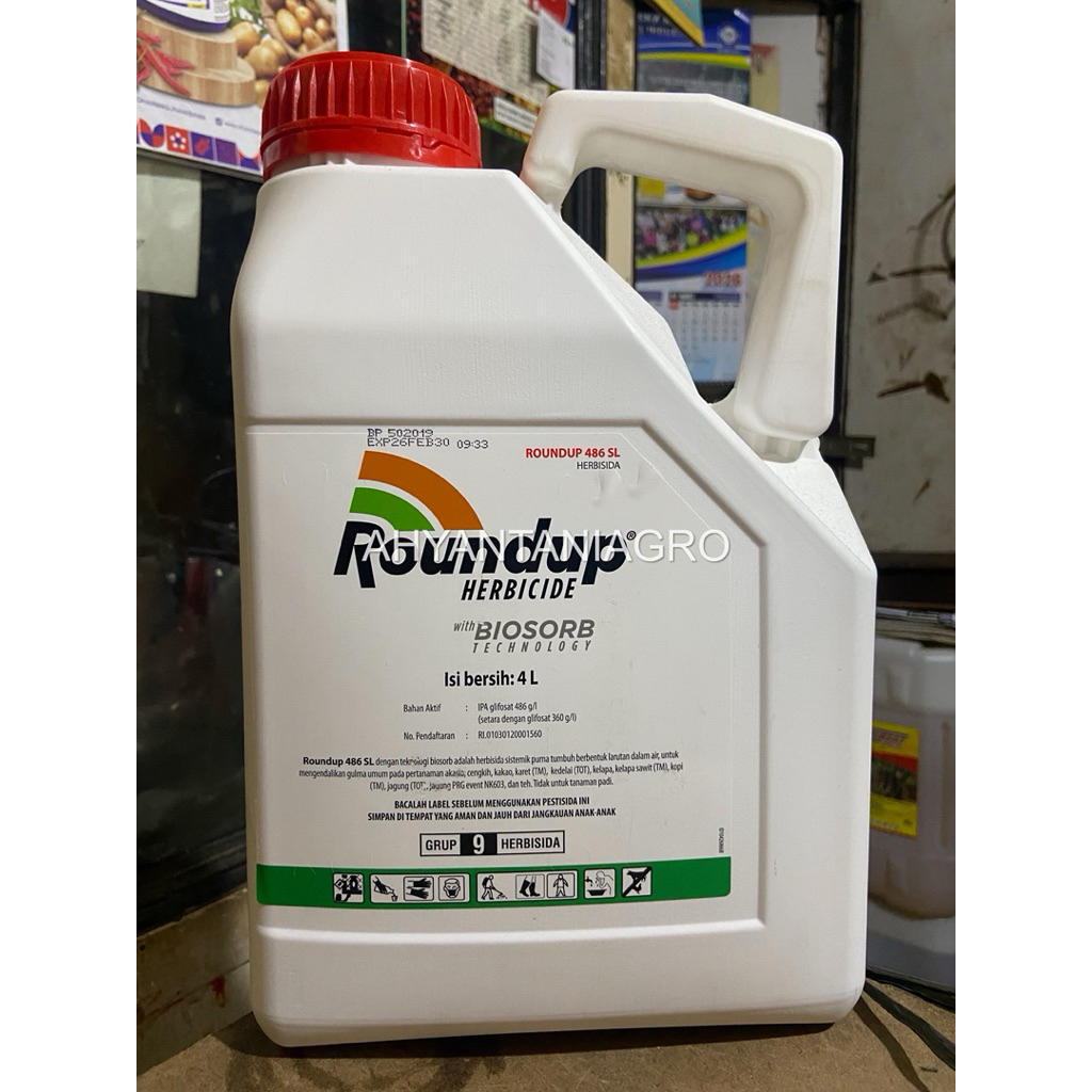 Jual racun rumput/herbisida ROUNDUP 486 SL, kemasan 4 liter | Shopee ...