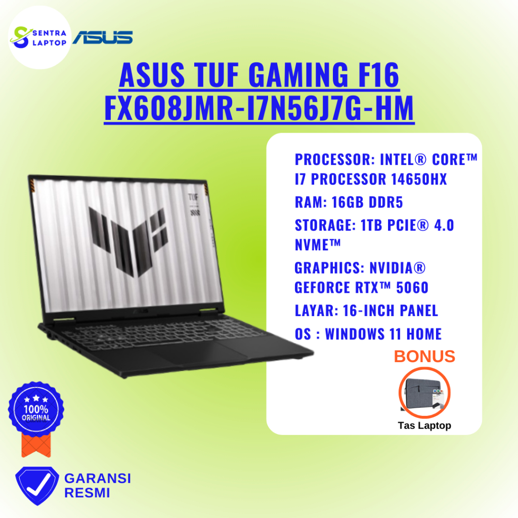Jual Asus TUF F16 FX608JMR i7-14650HX/16GB/1TB SSD/RTX 5060/16 FHD/Win ...