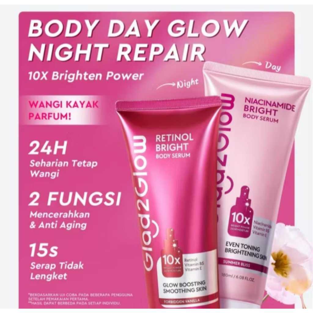 Jual [180ml] Glad2Glow | G2G Retinol Bright Body Serum / Niacinamide ...