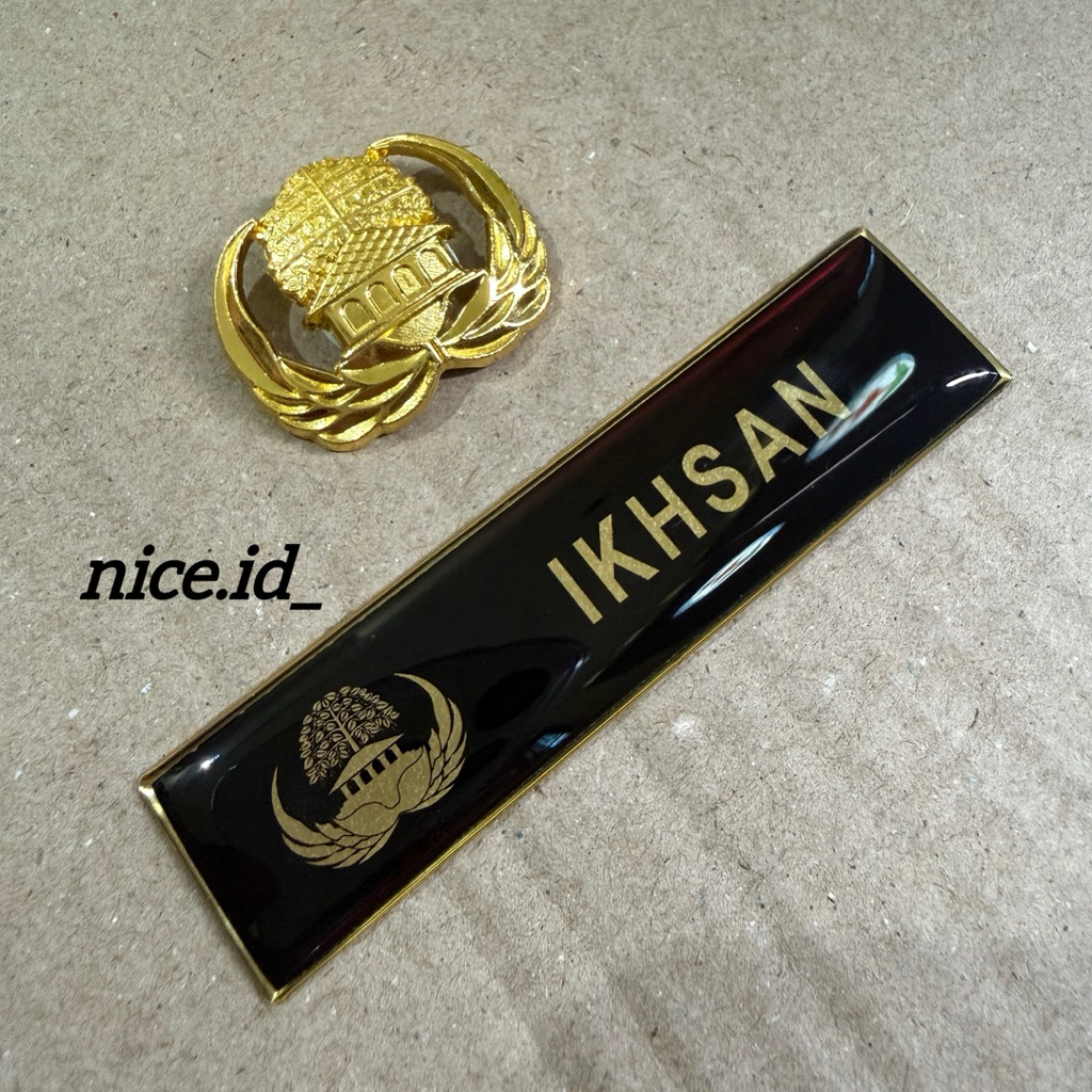 Jual Nama Dada Plus Pin Korpri Nama Dada Kuningan Pin Korpri | Shopee ...