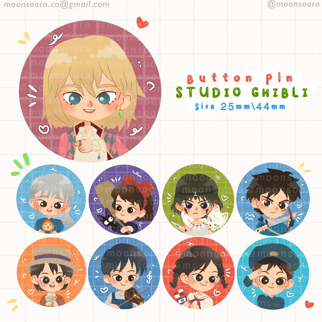 Jual @KURA.STUDIO - Ghibli Button Pin Howl Sopie Kiki Shun Umi Ashitaka ...