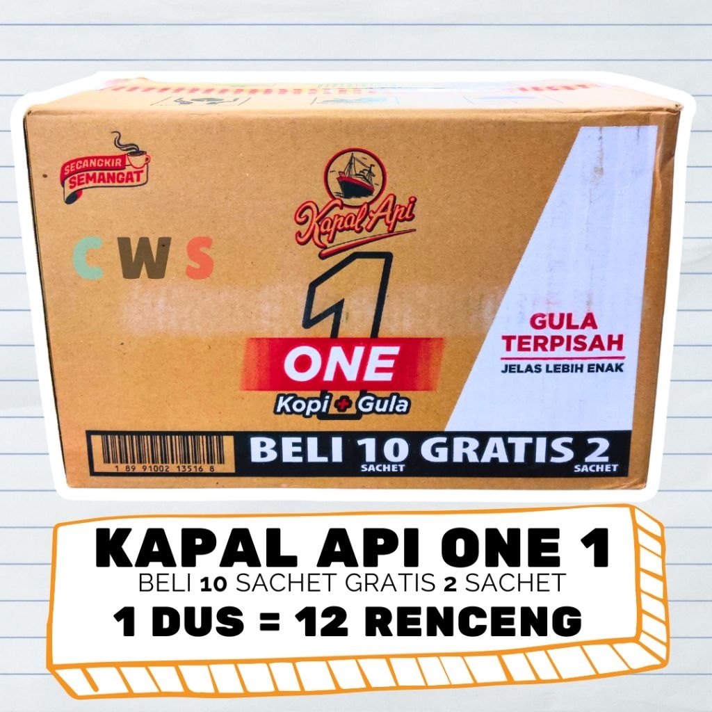 Jual KAPAL API ONE 1 Kopi Gula Terpisah Jelas Lebih Enak Sachet Instant ...