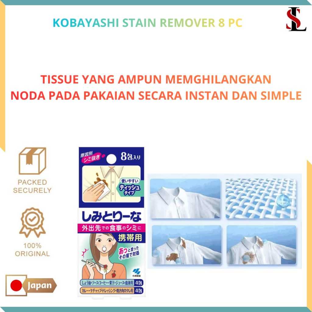 Jual Kobayashi stain remover wipes tissue ( tisu penghilang noda baju ...