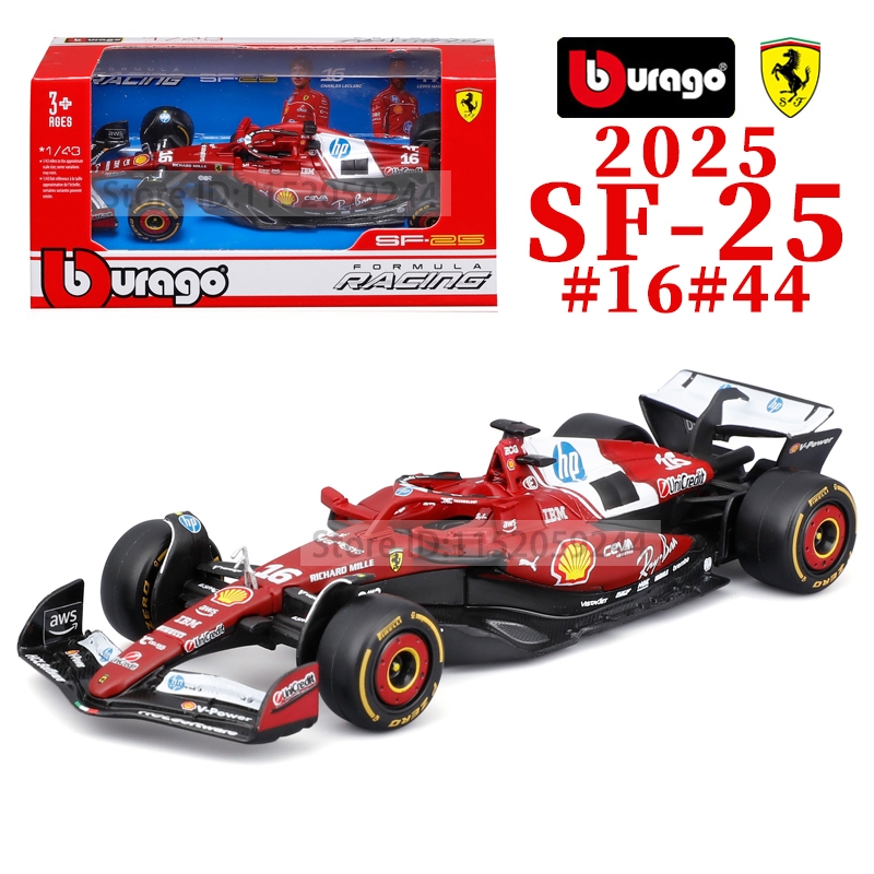Jual Bburago 1:43 F1 2025 Ferrari SF25 #16 Charles Leclerc #44 Lewis ...
