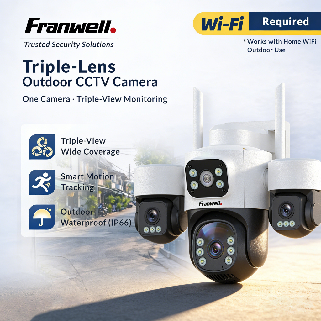 Jual Franwell V380 Pro H30 CCTV Outdoor Wifi 8MP Kamera 3 Lensa Jarak ...