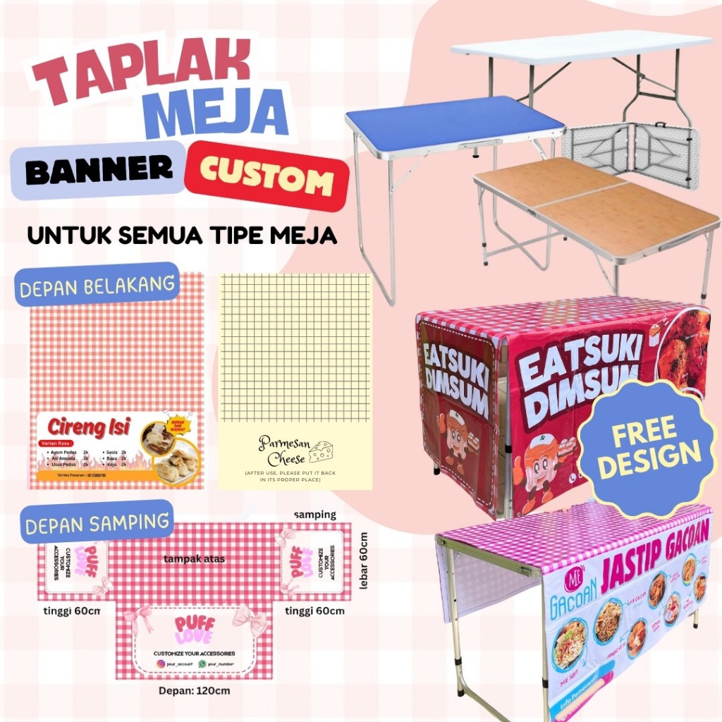 Jual BANNER TAPLAK MEJA 2IN1 UNTUK MEJA LIPAT PORTABLE BEBAS DESAIN ...