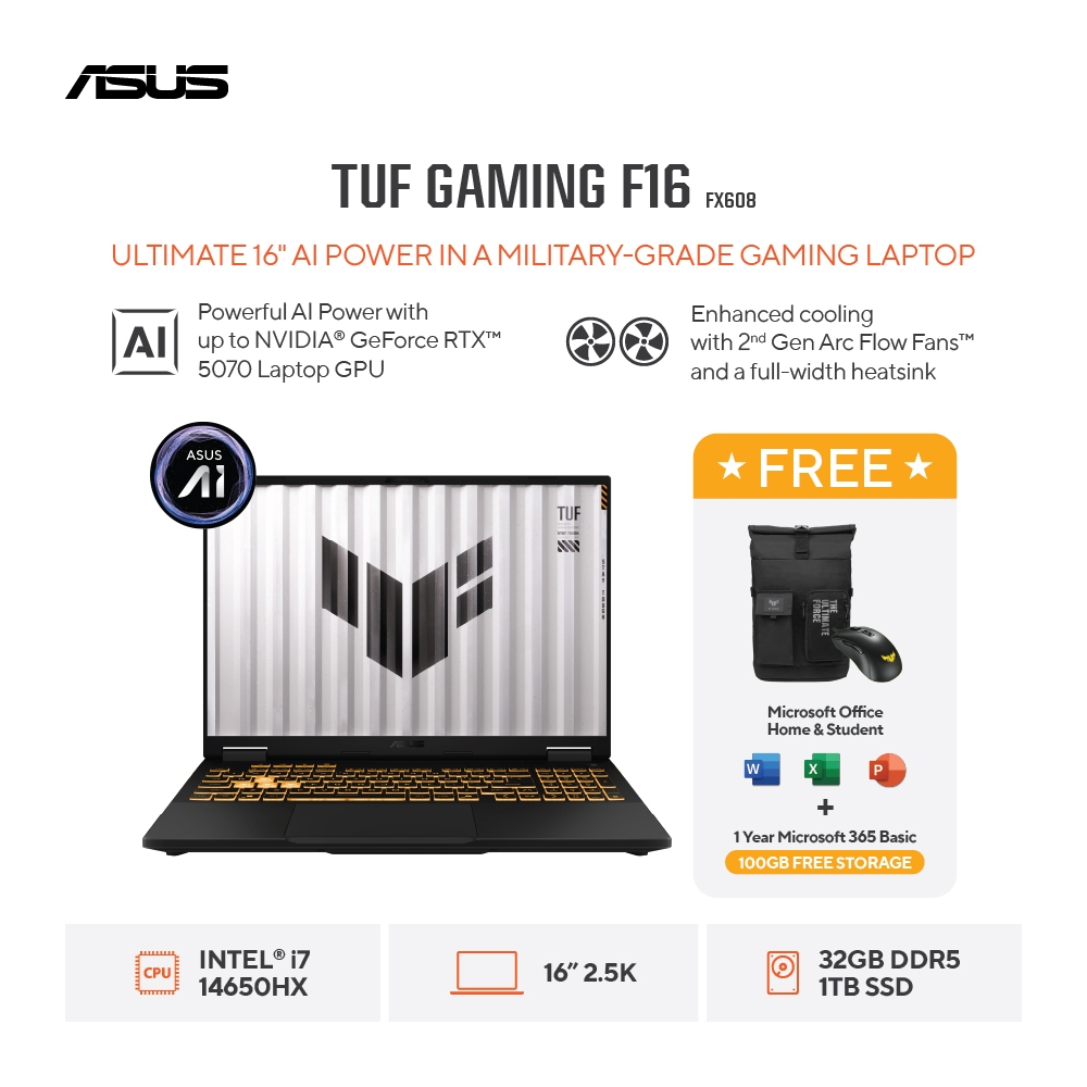 Jual Asus TUF Gaming F16 FX608JPR-I757G9G-HM [i7-14650HX|RTX 5070|RAM ...