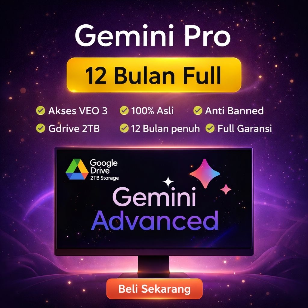 Jual Gemini Pro 1 Tahun RESMI + PRIVAT Veo 3 | 2TB Drive | Garansi Full ...