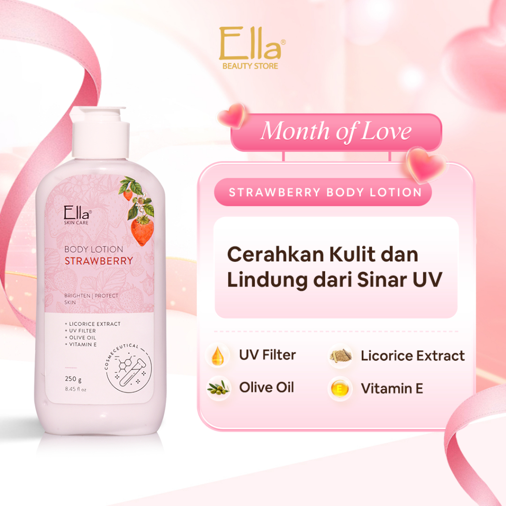 Jual Ella Skincare Whitening Body Lotion Strawberry with Licorice ...
