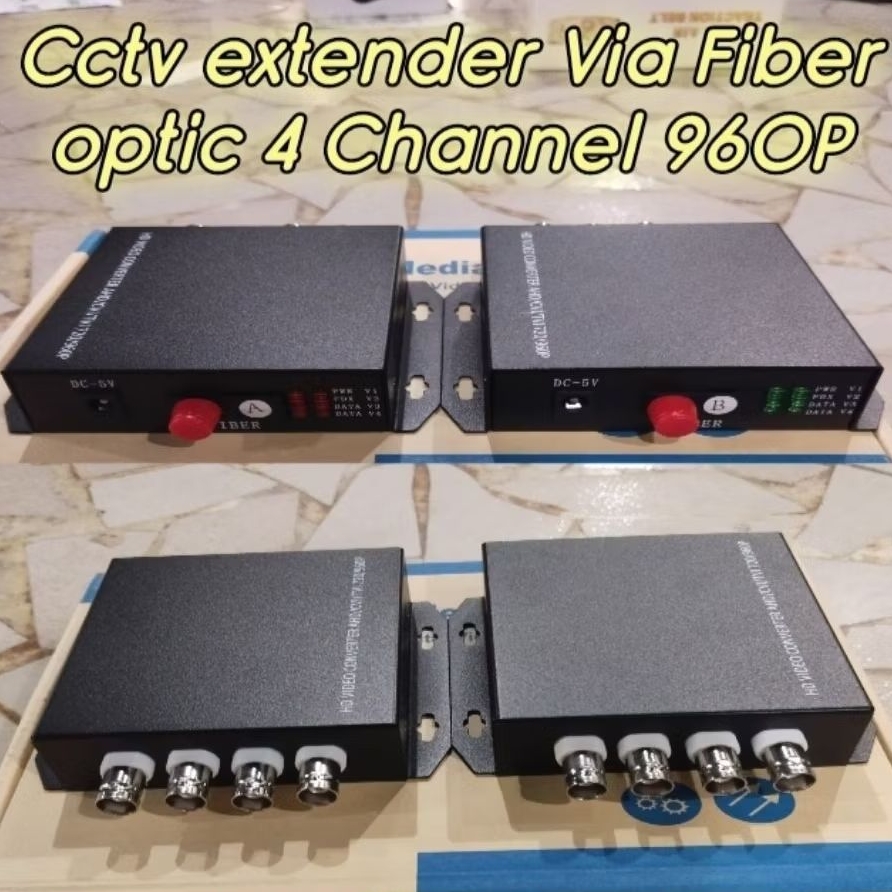 Jual 4 Channel CCTV BNC Extender Via Fiber Optic ( FO ) Up To 20KM 960p ...
