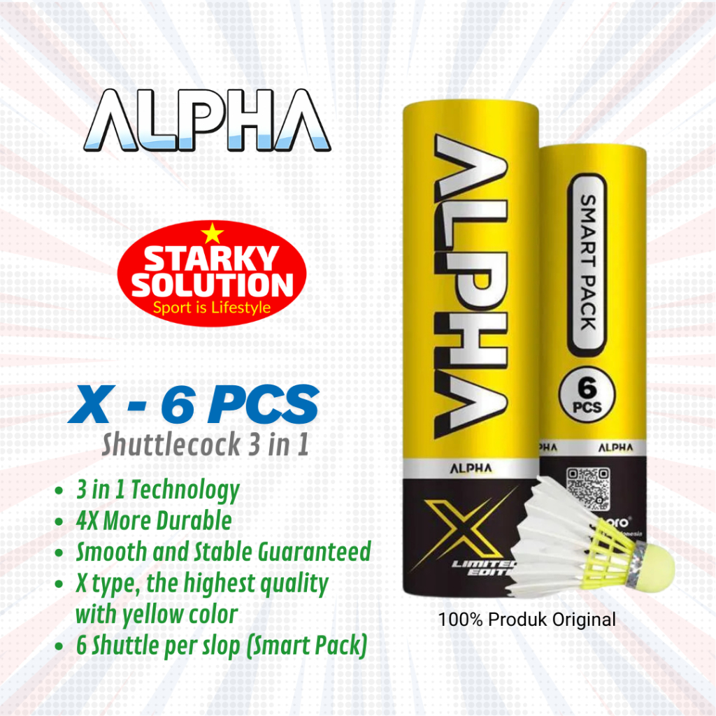 Jual Shuttlecock ALPHA X Yellow Kuning Kok 3 in 1 Badminton Bulutangkis ...