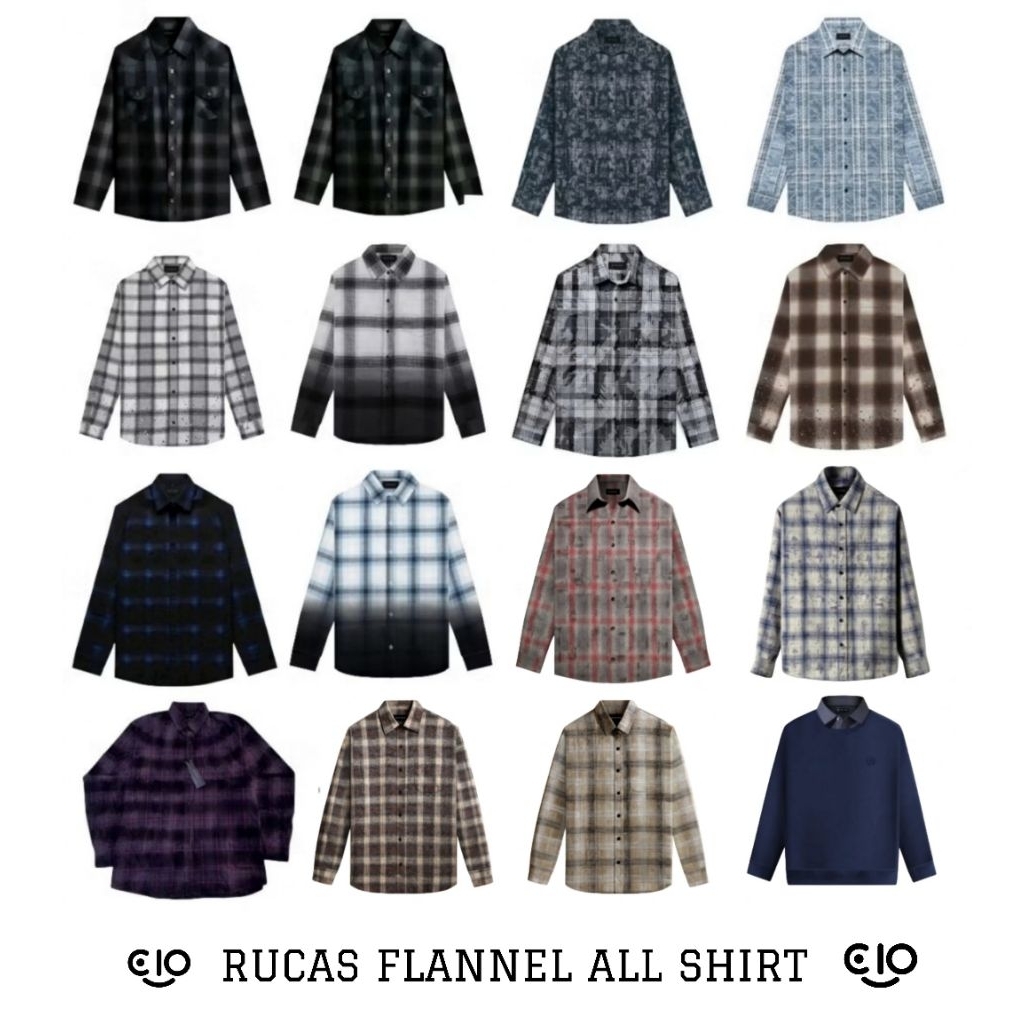 Jual Rucas Flannel edition Marble Brown & Yellow & Blue /Distressed ...