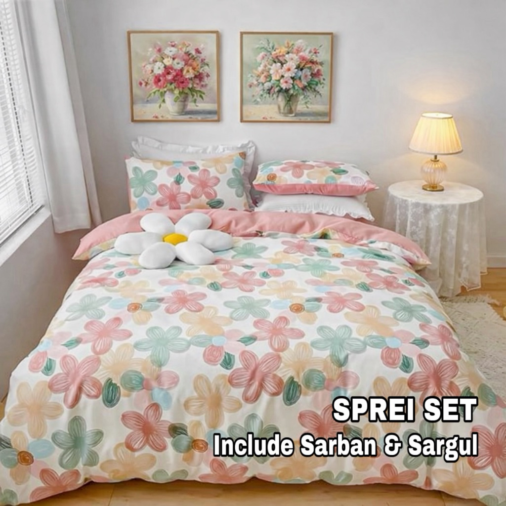 Jual SPREI AESTHETIC MOTIF BUNGA UKURAN 120, 160, 180x200 / SET SPREI ...