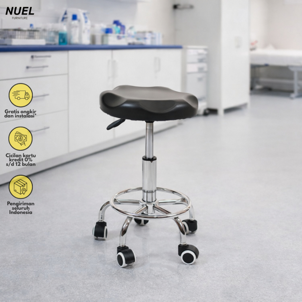 Jual Kursi Bulat Roda Bar stool Salon Lab Drum Hidrolik Kaki Besi ...