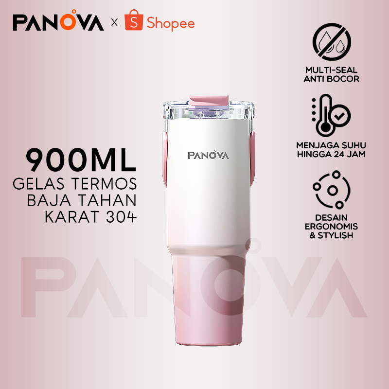 Jual Tumblr PANOVA Stainless Steel 304 900ml Gradien Pink-Putih Tahan ...
