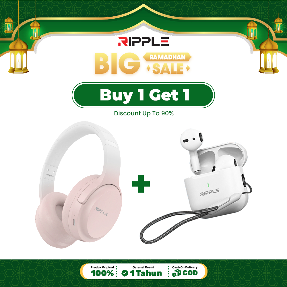 Jual Ripple Bundle Wireless RHB A006 Headphone+TWS Prime Earphone audio ...