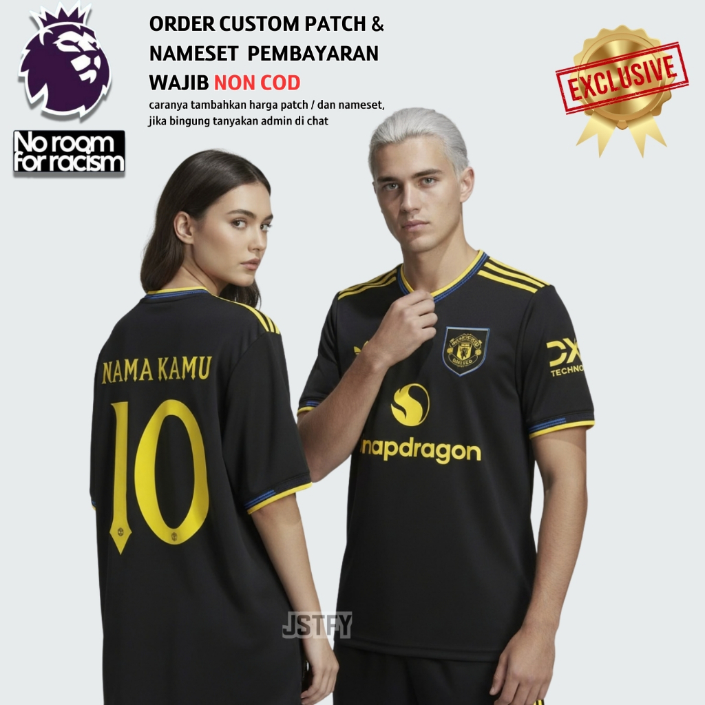 Jual Jersey Mnchstr untd 3RD 2025 2026 Baju Bola MU Third Hitam Pasang ...
