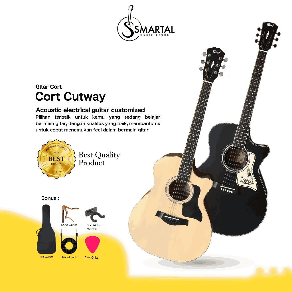 Jual Gitar Akustik Elektrik Cort Cutway Murah Free Packing Kayu ...