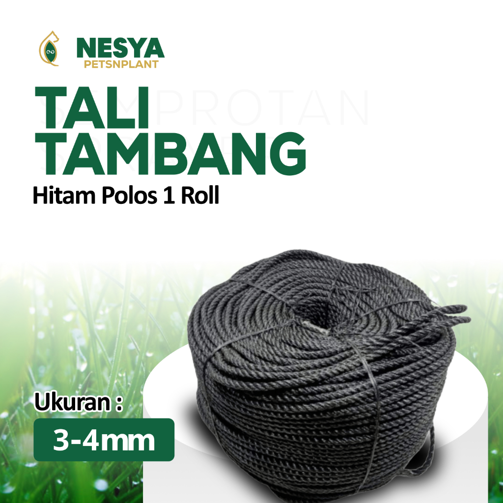 Jual 1 Roll Tali Tambang Polos Hitam 3mm 4mm Tali Tampar Hitam - Tali ...