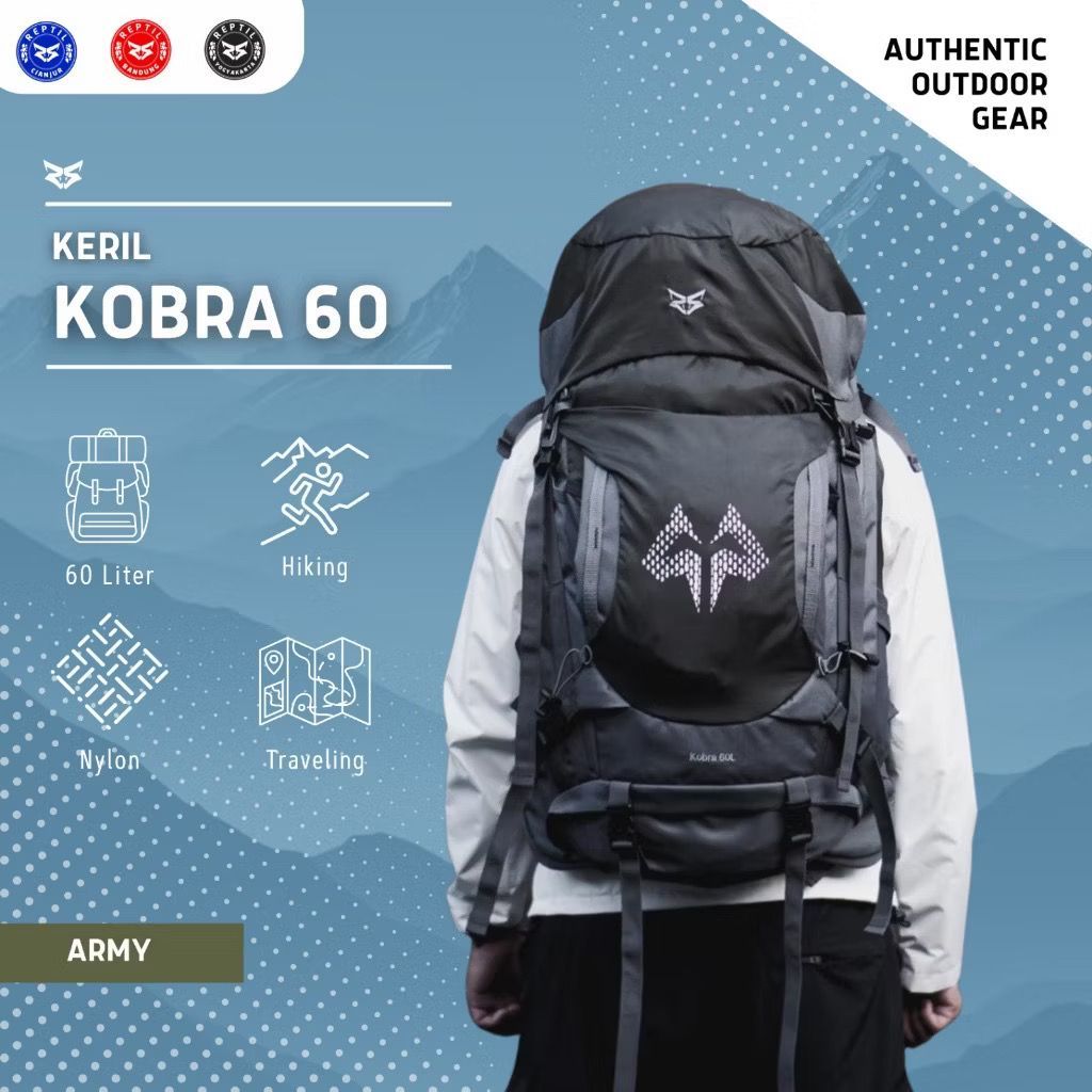 Jual TAS GUNUNG/CARRIER 60L REPTIL ADVENTURE KOBRA series | Shopee ...