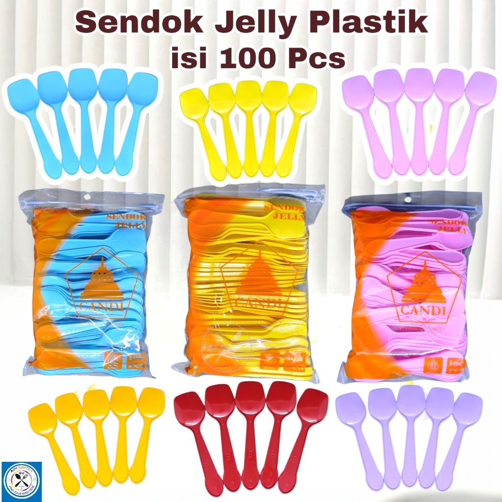 Jual Sendok Jelly plastik Candi isi 100 Pcs sekali pakai - Mix warna ...