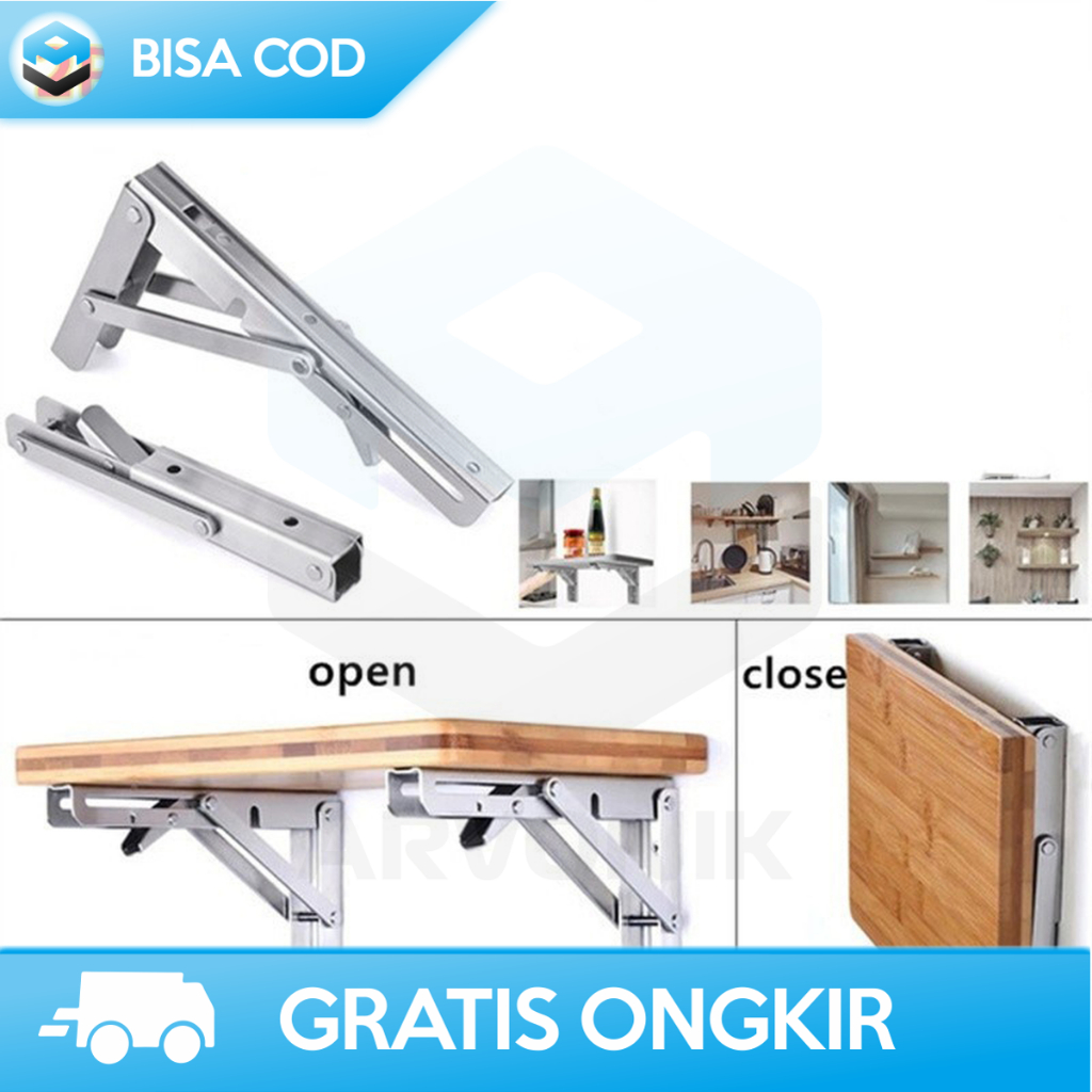 Jual ENGSEL SIKU LIPAT STAINLESS BRACKET MEJA RAK DINDING AMBALAN BESI ...