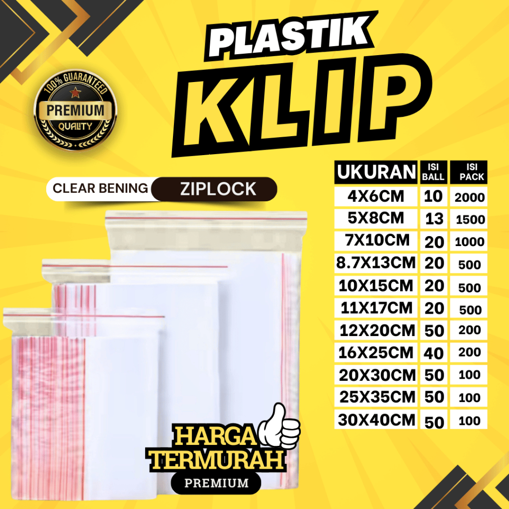 Jual Plastik Klip Bening/Zip Lock Bening /Plastik Packing Makanan ...