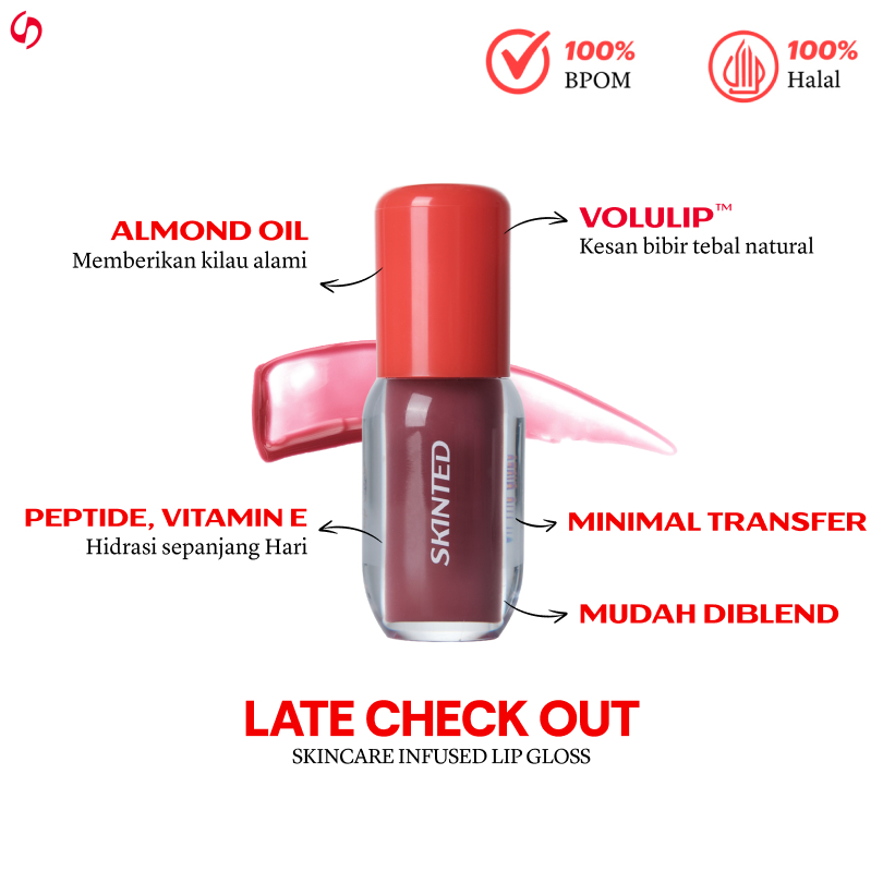 Jual SKINTED - Lip Gloss - On The Glaze - Late Check Out | Glossy Lip ...