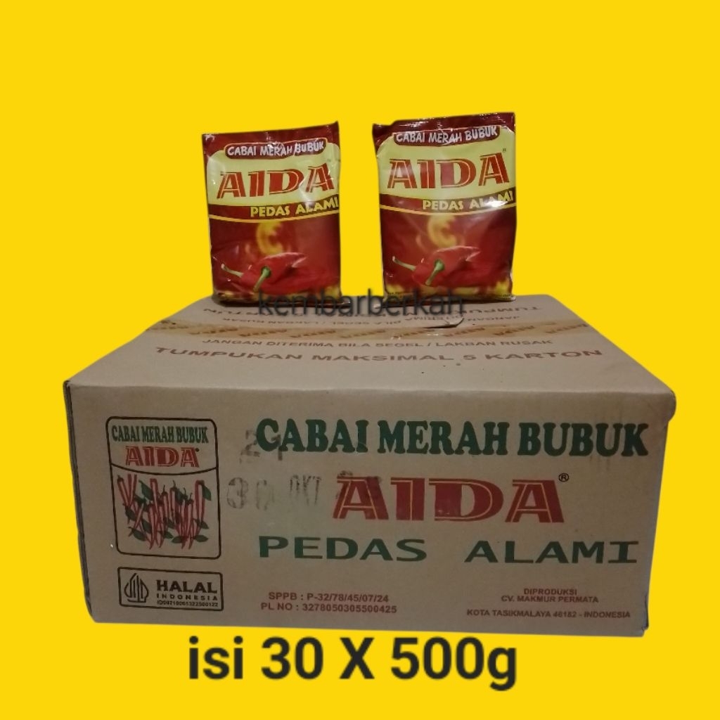 Jual ( 1 dus ) Aida Cabe Bubuk Giling 500g ( isi 30 × 500g ) pedas ...