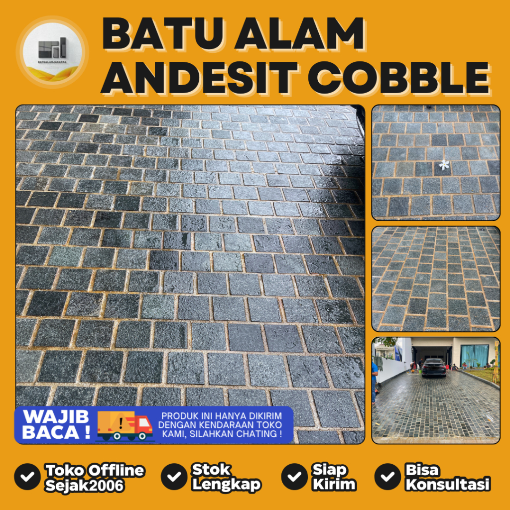 Jual Batu Alam Andesit Cobbel 10x10 Untuk Lantai Carport, Taman, Garasi ...