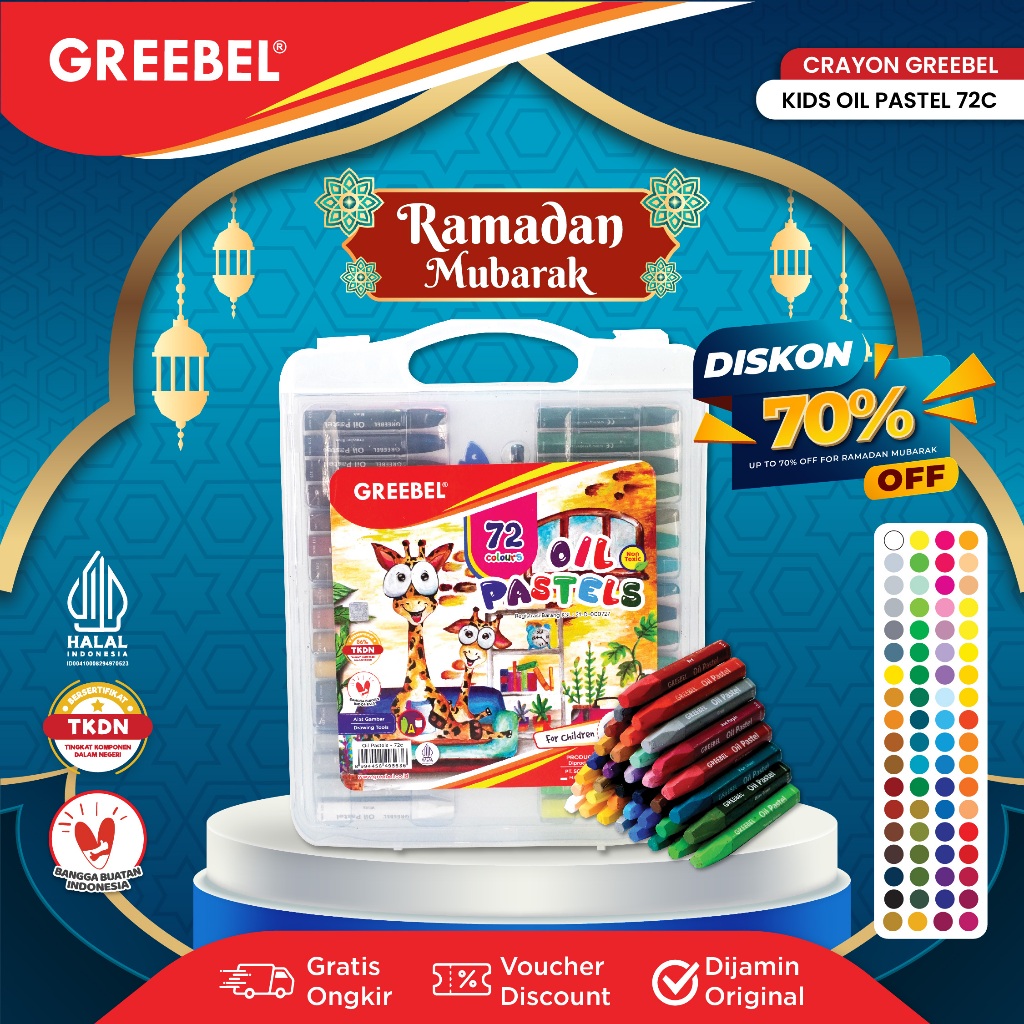 Jual GREEBEL Crayon Krayon Kids 72 Warna / Kids Oil Pastel 72C (KOP72C ...