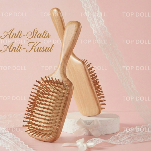 Jual Sisir Rambut/Hairbrush Comb Kayu Bambu Bamboo Detangling Hair ...
