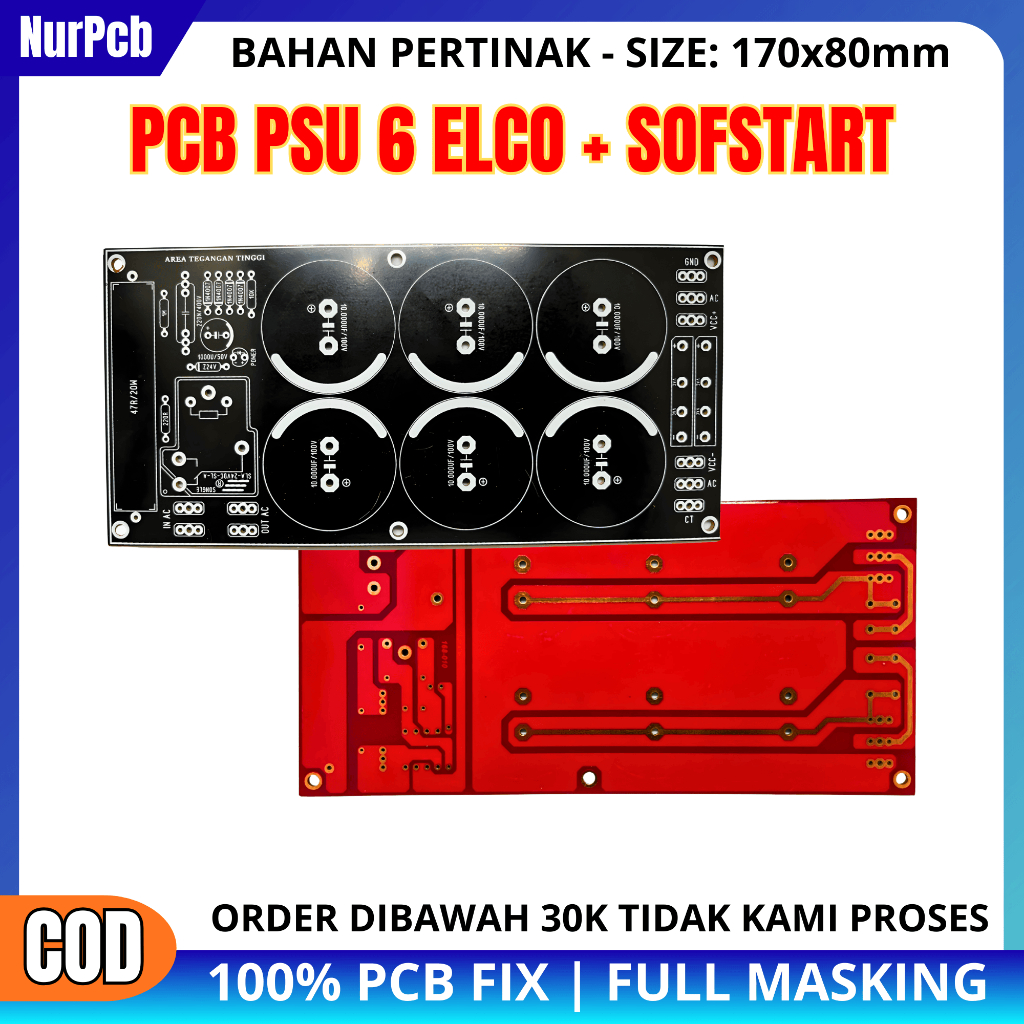 Jual NUR PCB - PCB PSU 6 Elco Kapasitor Bank 10.000uF 80-100V ...