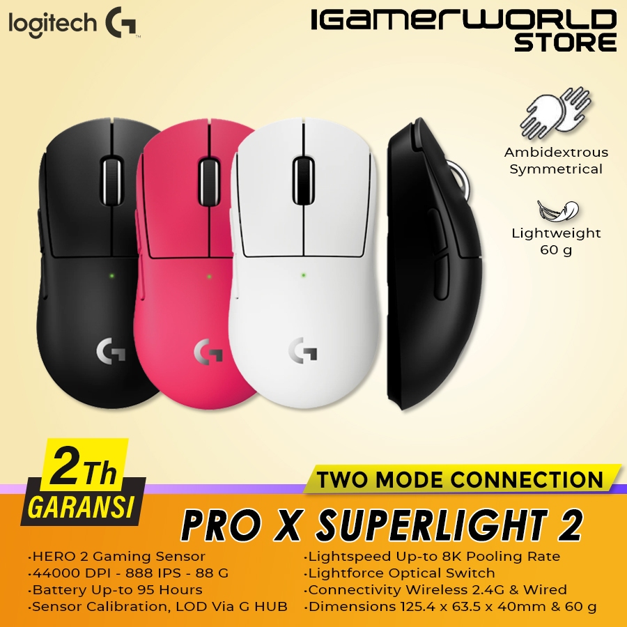 Jual Logitech G PRO X Superlight 2 Lightspeed Wireless Wired Two Mode ...
