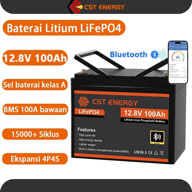 Jual CST ENERGY Baterai LiFePO4 12.8V 100Ah dengan Bluetooth Baterai ...
