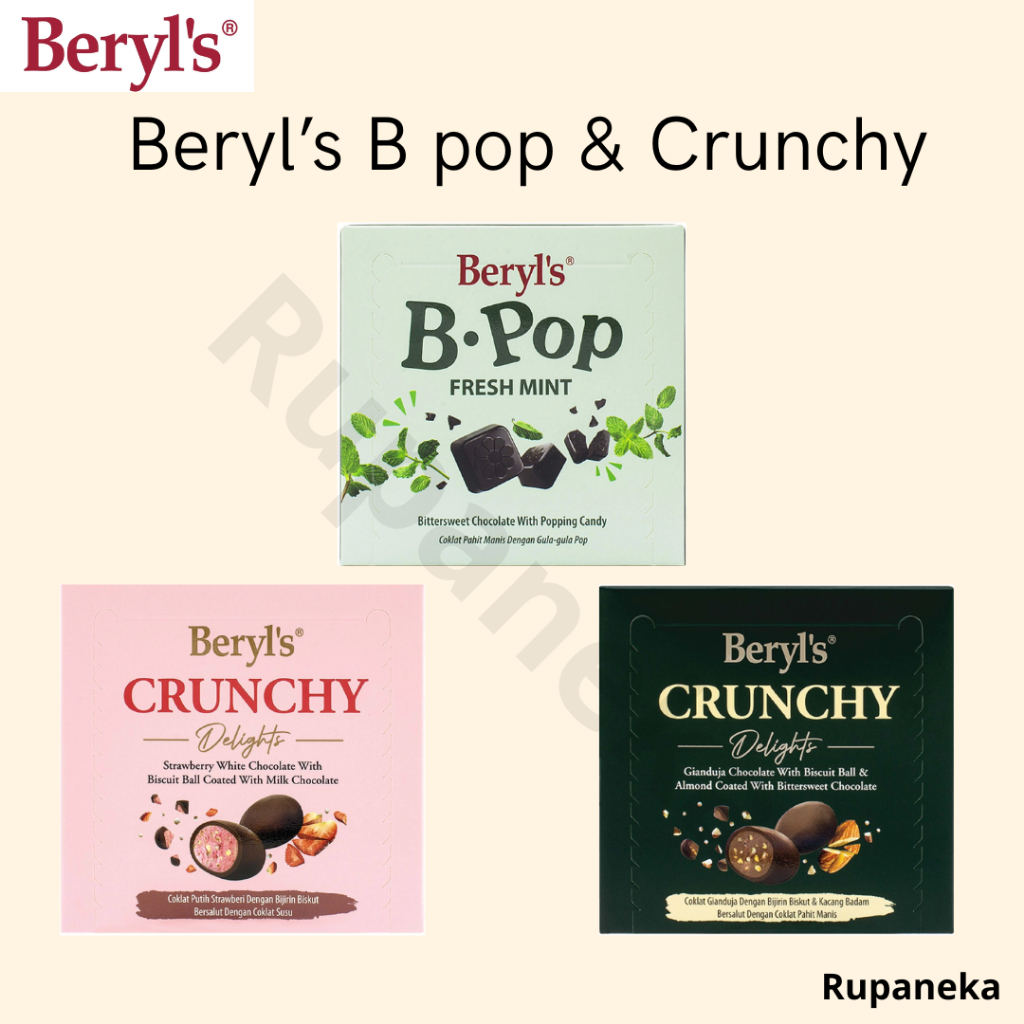 Jual Beryls Chocolate B.Pop Crunchy delights Gianduja Strawberry 50gr ...