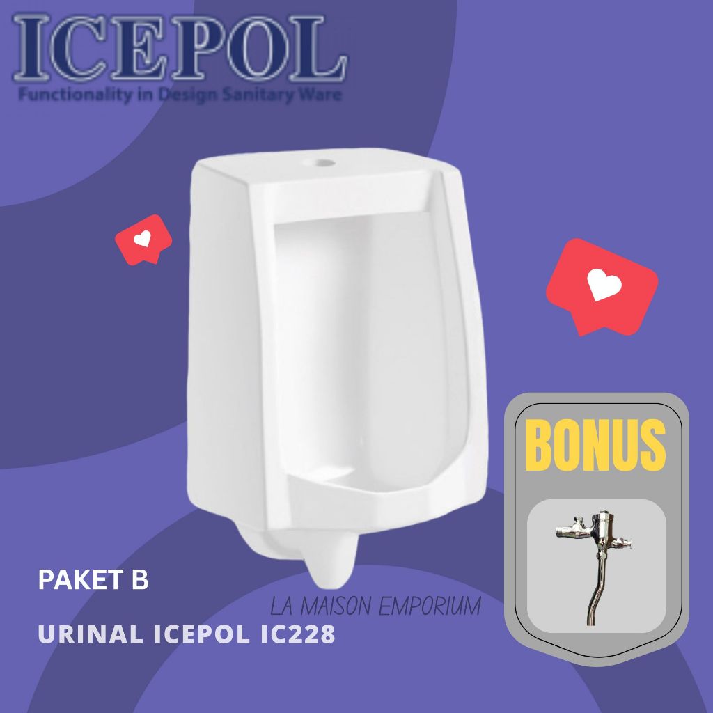 Jual URINOIR ICEPOL MODEL TOTO + PUSHKRAN URINAL KOMPLIT KRAN / URINOIR ...