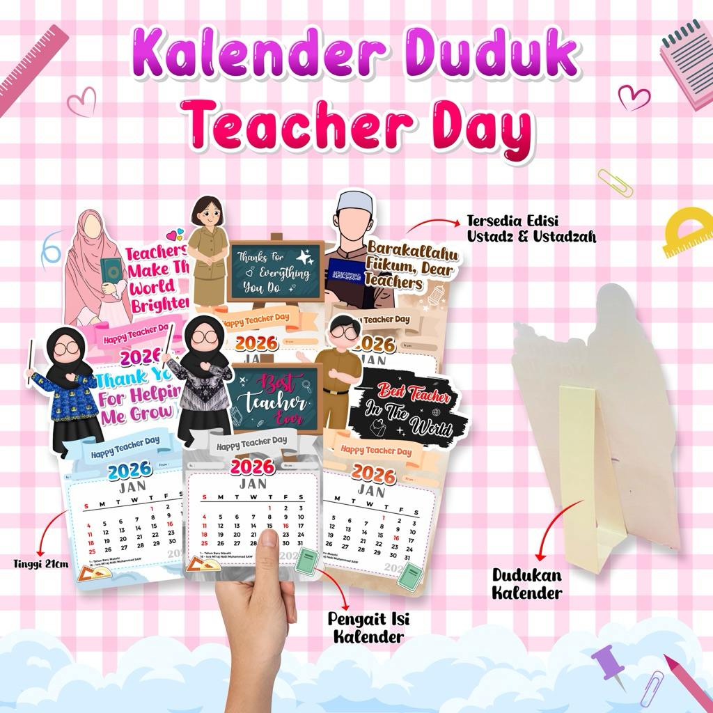 Jual gift kalender hari guru Aesthetic 2026 | kalender motif guru ...