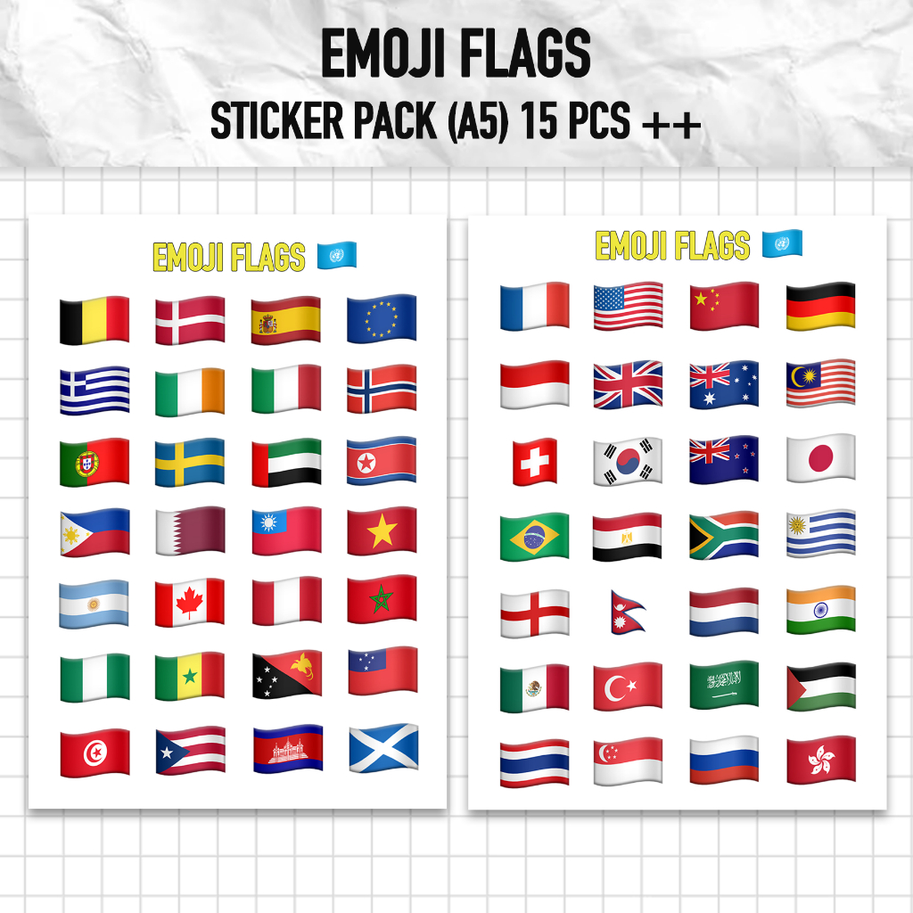 Jual YoCat - Emoji Flags Apple Sticker Pack 15++ pcs HP Laptop Helm ...