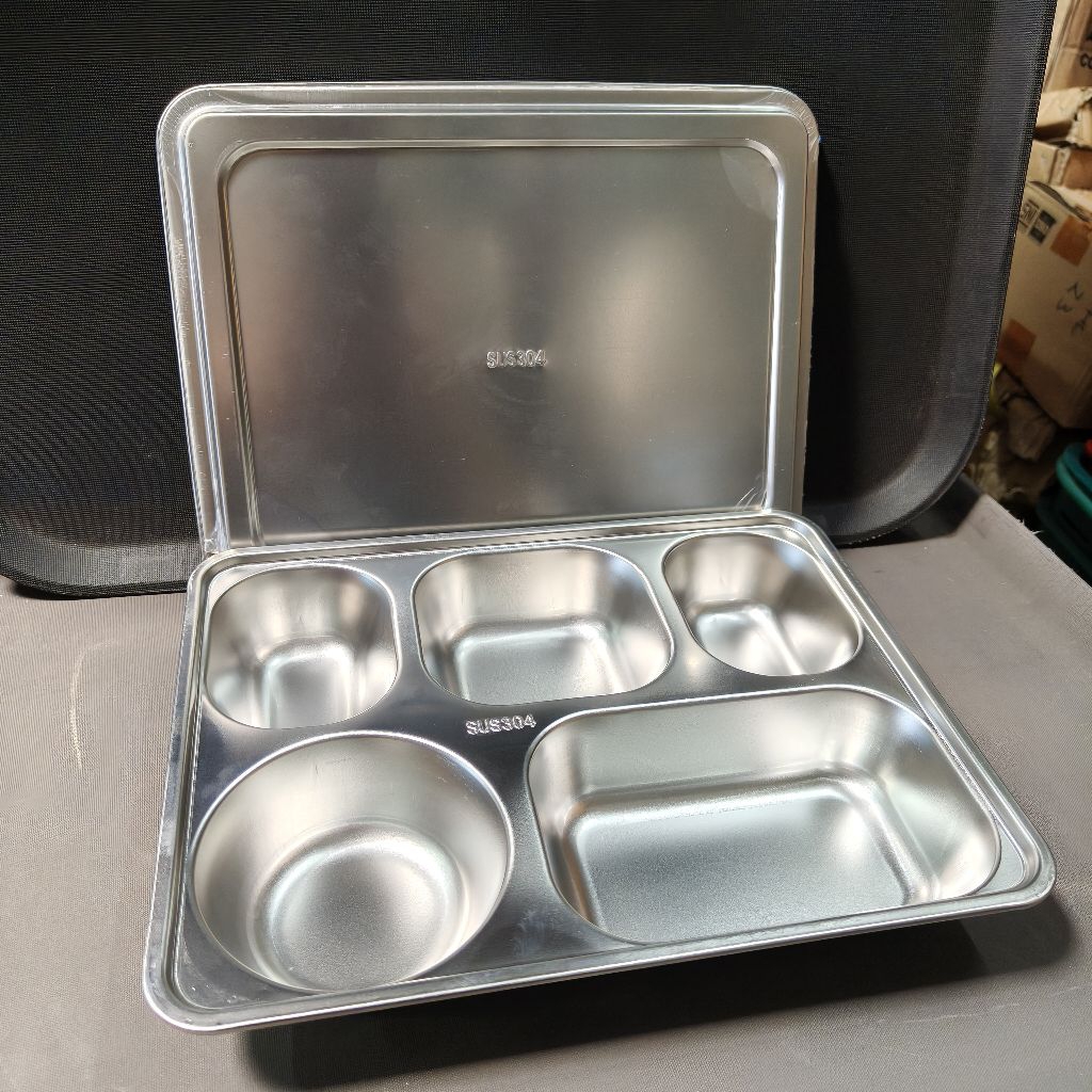 Jual Food Tray MBG SUS 304 ASLI / Kotak Makan 5 Sekat / Bento / Bekal ...