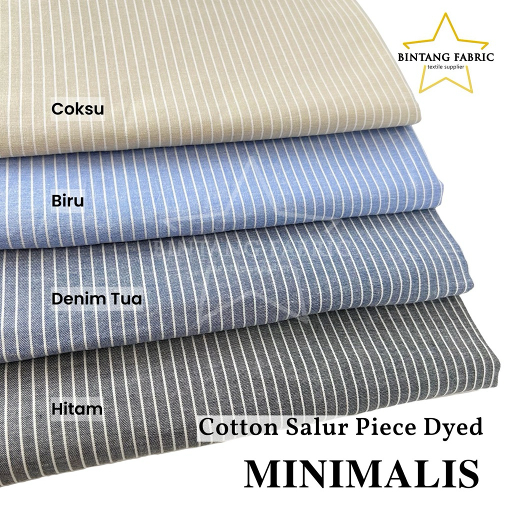 Jual Bahan Kain Cotton Salur Stripe Piece Dyed Minimalis 0,5 meter ...
