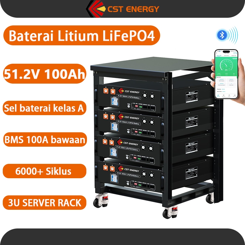 Jual CST ENERGY Baterai LiFePO4 51.2V 100Ah 51.2V Baterai Surya 5.12 ...