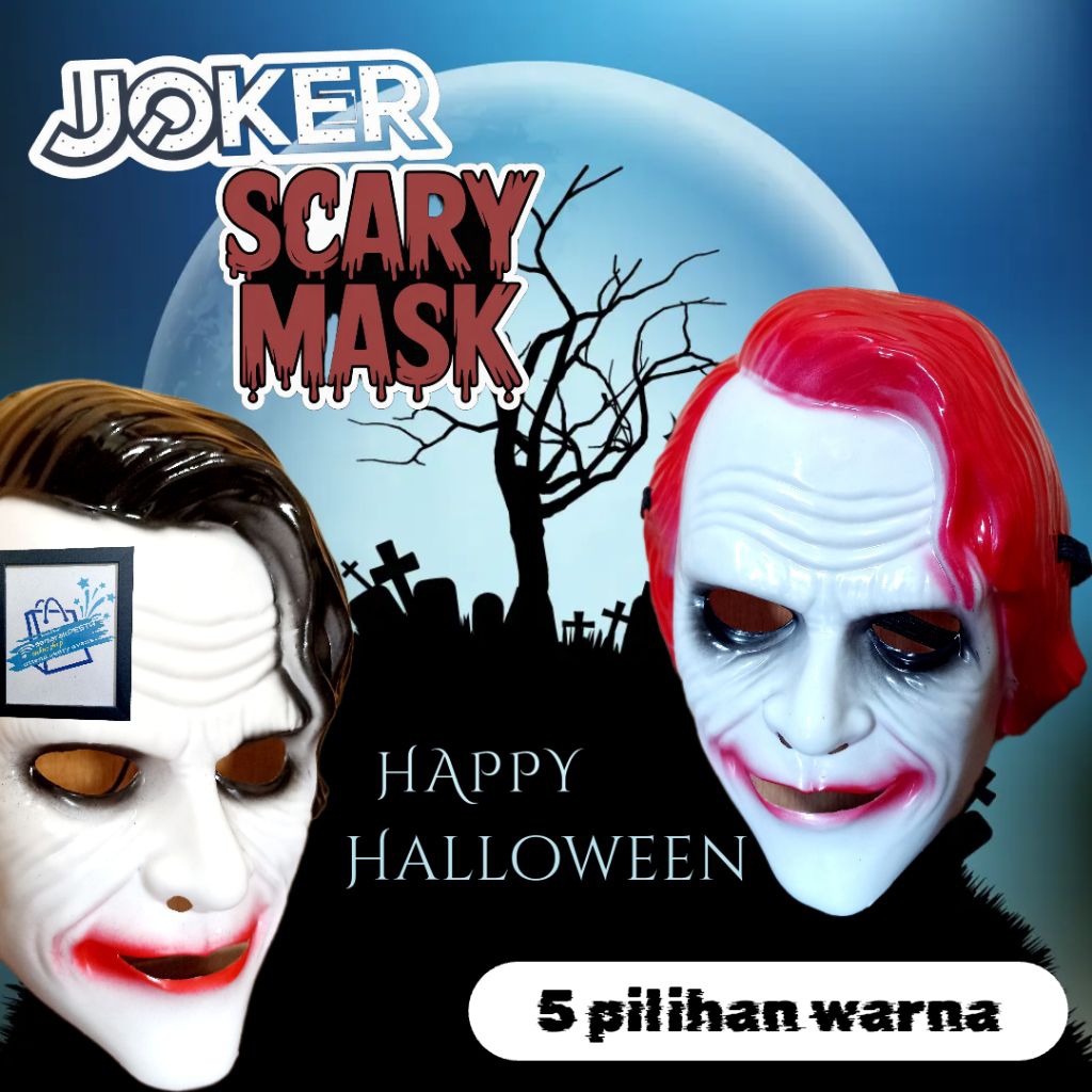 Jual (Halloween mask)topeng joker,topeng Halloween,scary mask,topeng ...