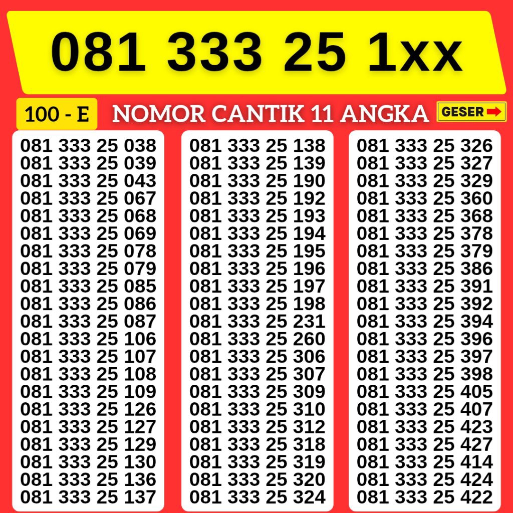 Jual NOMOR CANTIK 11 ANGKA NOMOR 11 DIGIT SUPER 333 | Shopee Indonesia