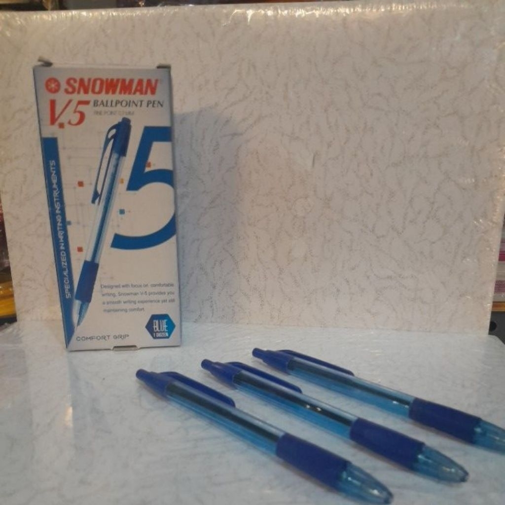 Jual 1 Pack Pulpen Snowman V5 Warna Biru Murah | Shopee Indonesia