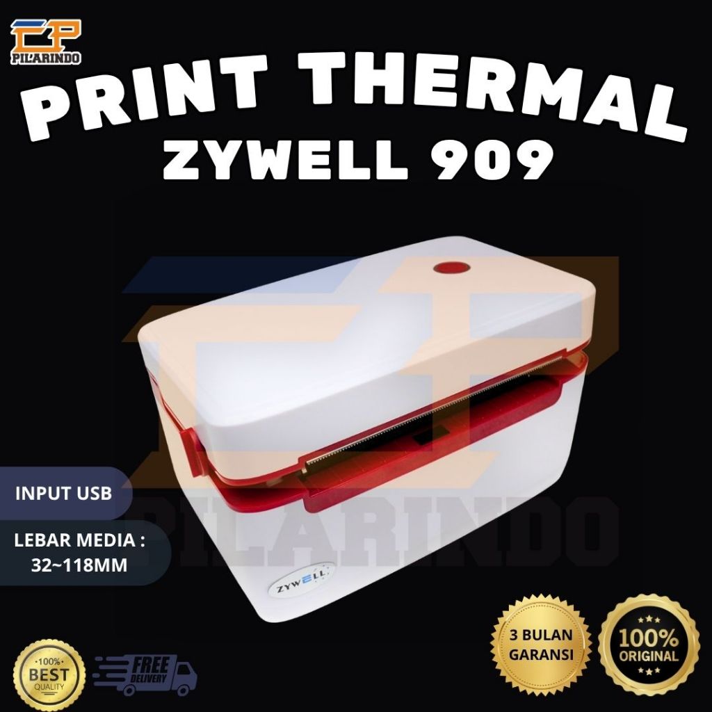 Jual PRINTER BARCODE THERMAL LABEL RESI ZYWELL ZY-909 110MM / A6 ...
