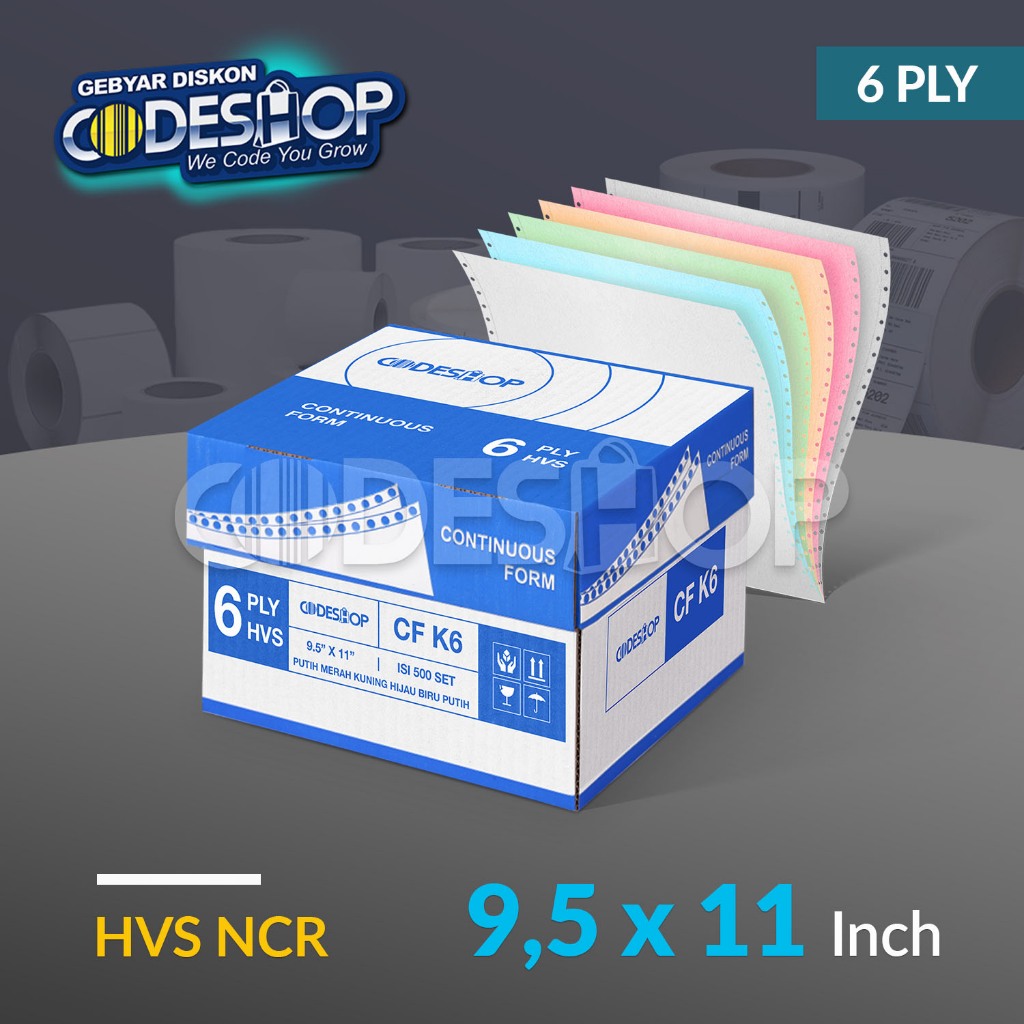 Jual Codeshop Kertas NCR Continuous Form 9.5x11 inch 6 Ply Faktur Slip ...